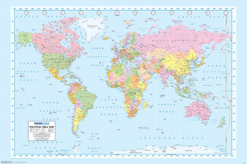 Laminated World Map Color Educational Cool Wall Decor Art Print Poster ...