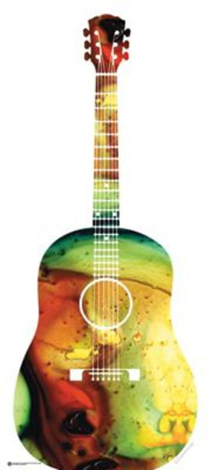 Acoustic Guitar Watercolor Cool Wall Art Print Poster 16x36 - Poster ...