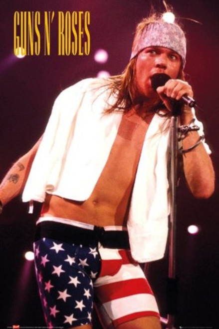 Guns N Roses Axl Rose Live On Stage American Flag Shorts Poster 24x36 ...