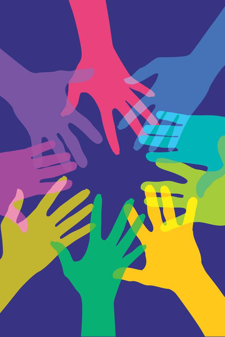 Circle of Hands Helping Hands Rainbow Colors Diversity Elementary ...