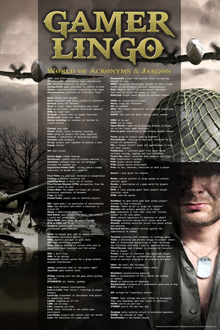 Gamer Lingo World of Acronyms & Jargon Gaming Cool Wall Art Print ...