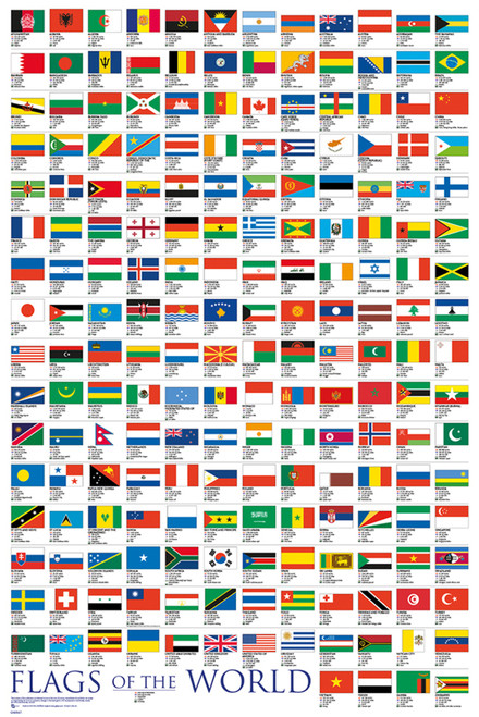Flags of the World Wall Chart Cool Wall Decor Art Print Poster 24x36 ...