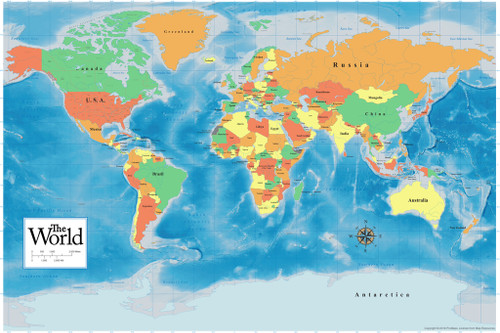 Official 2023 World Map Classroom Reference Chart Vibrant Colors ...
