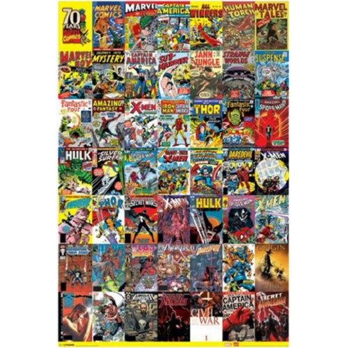 Marvel Comics 70 Years of Comics Retro Vintage Cover Art Cool Wall ...