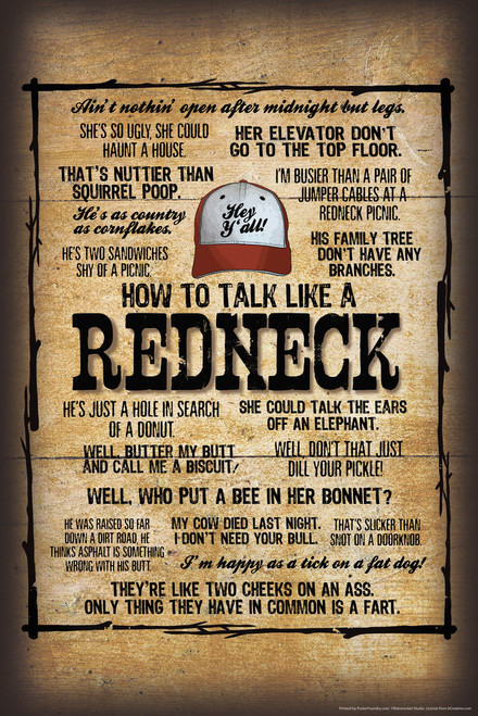 How To Talk Like a Redneck Funny Cool Wall Art Print Poster 12x18 ...