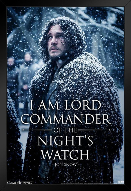 Game of Thrones Jon Snow Lord Commander Nights Watch Black Wood Framed ...