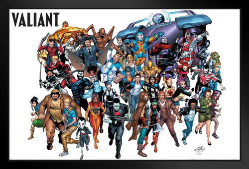 Valiant Comics Universe Superheroes Logo Black Wood Framed Art Poster ...