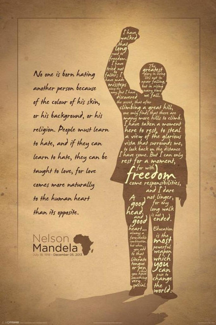 Nelson Mandela Silhouette Laminated Dry Erase Sign Poster 24x36 ...