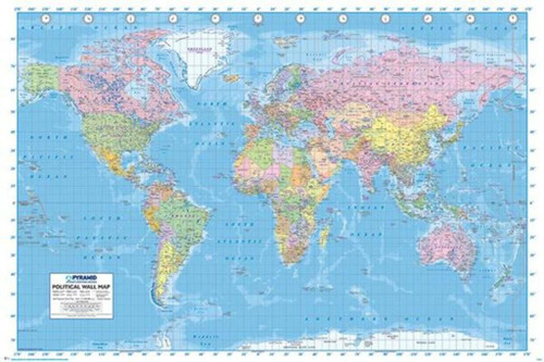 Laminated World Map Educational Chart Poster Dry Erase Sign 36x24 ...