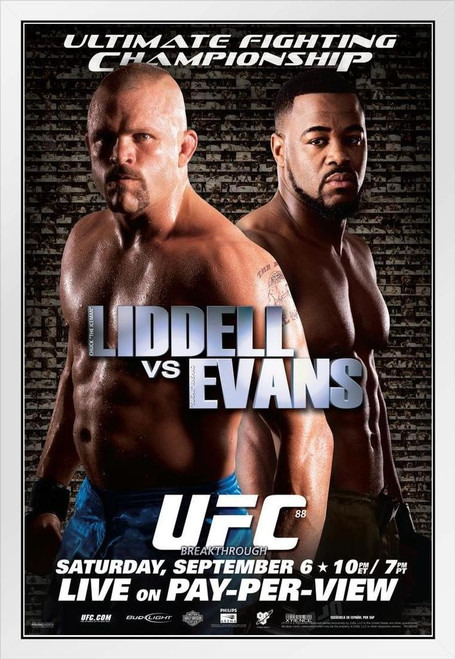 Official UFC 88 Chuck Liddell vs Rashad Evans Sports White Wood Framed ...
