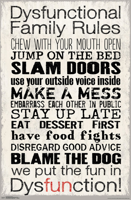 Dysfunctional Family Rules Cool Wall Art Print Poster 22x34 - Poster ...