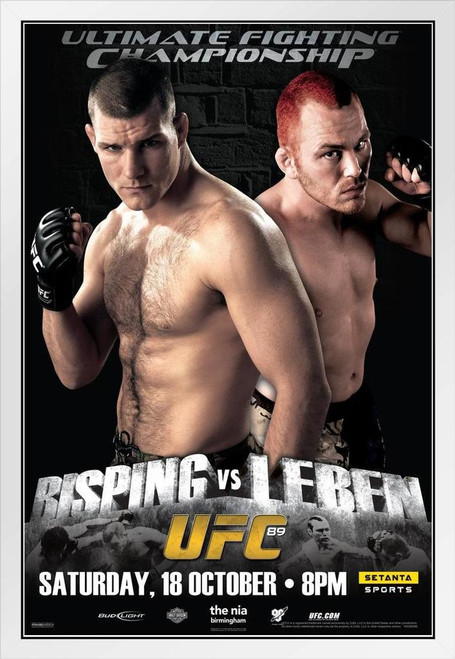 Official UFC 89 Michael Bisping vs Chris Leben Sports White Wood Framed ...