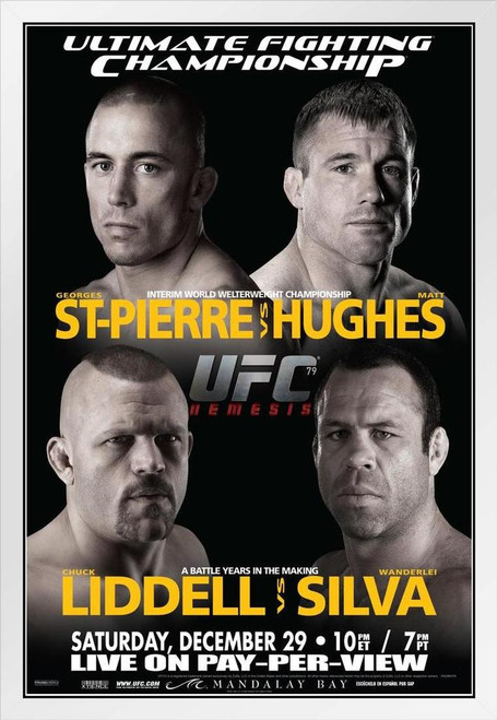 Official UFC 79 St Pierre Huges Liddell Silva Sports White Wood Framed ...
