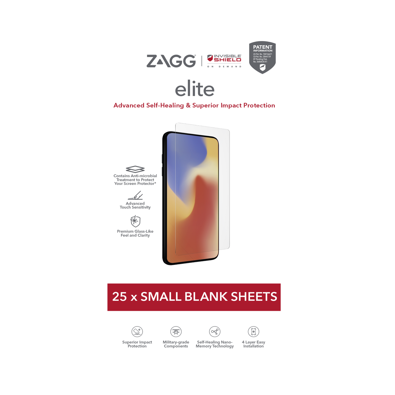 ZAGG on Demand Elite Film, 4 Layer, Small (Order in multiples of 25)