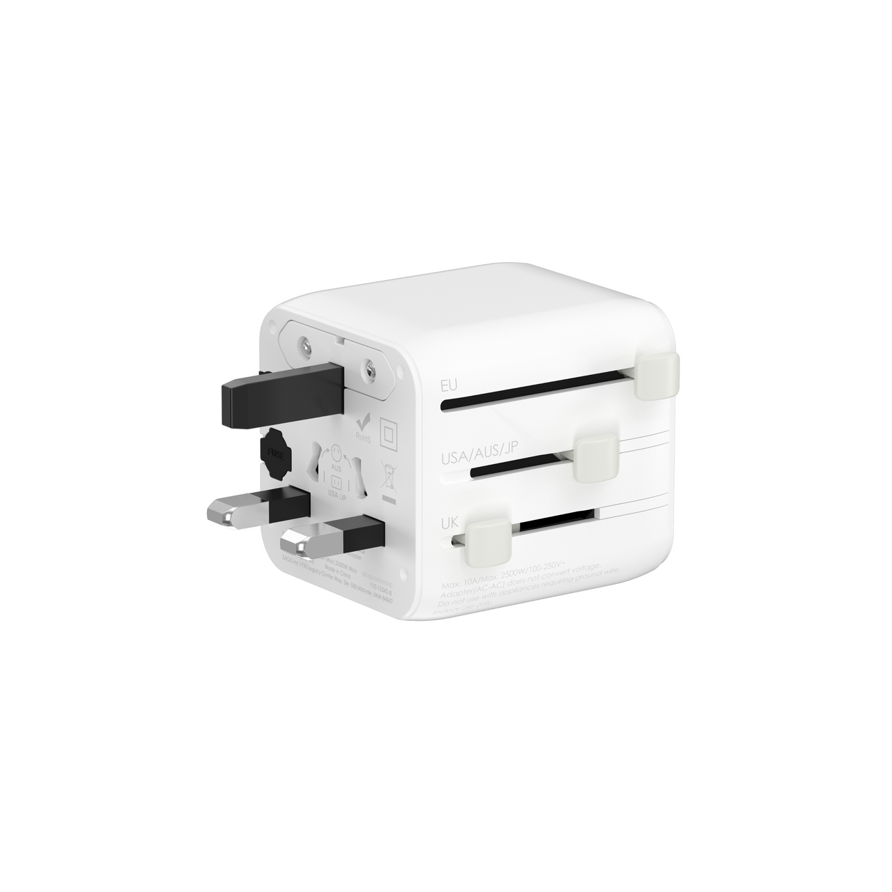 essentials universal dual AC travel adaptor | wall charger, White
