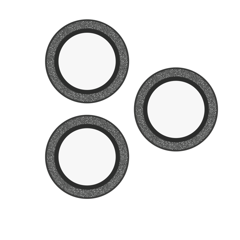 Glass Elite Lens Protection Camera Rings | iPhone 15/16/17, Silver Glitter