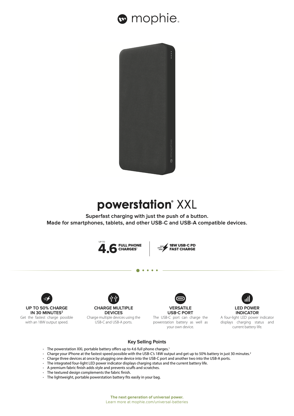 mophie-Universal Battery-powerstation 2020-20K-INTL-Black