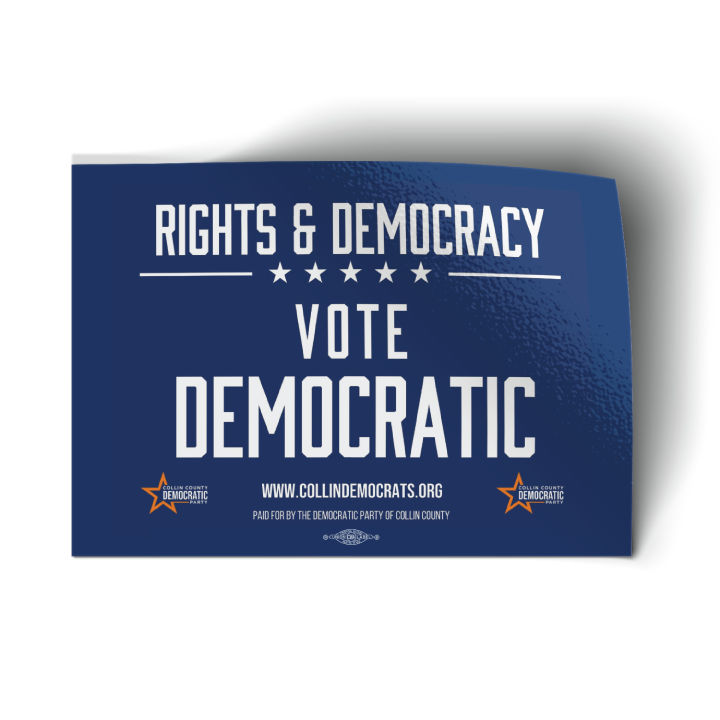 Rights & Democracy - Vote Democratic (5" x 3.5" Vinyl Sticker -- Pack ...