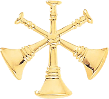 division chief insignia, three crossed bugles, Blackinton rank insignia ...