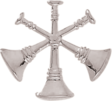 division chief insignia, three crossed bugles, Blackinton rank insignia ...