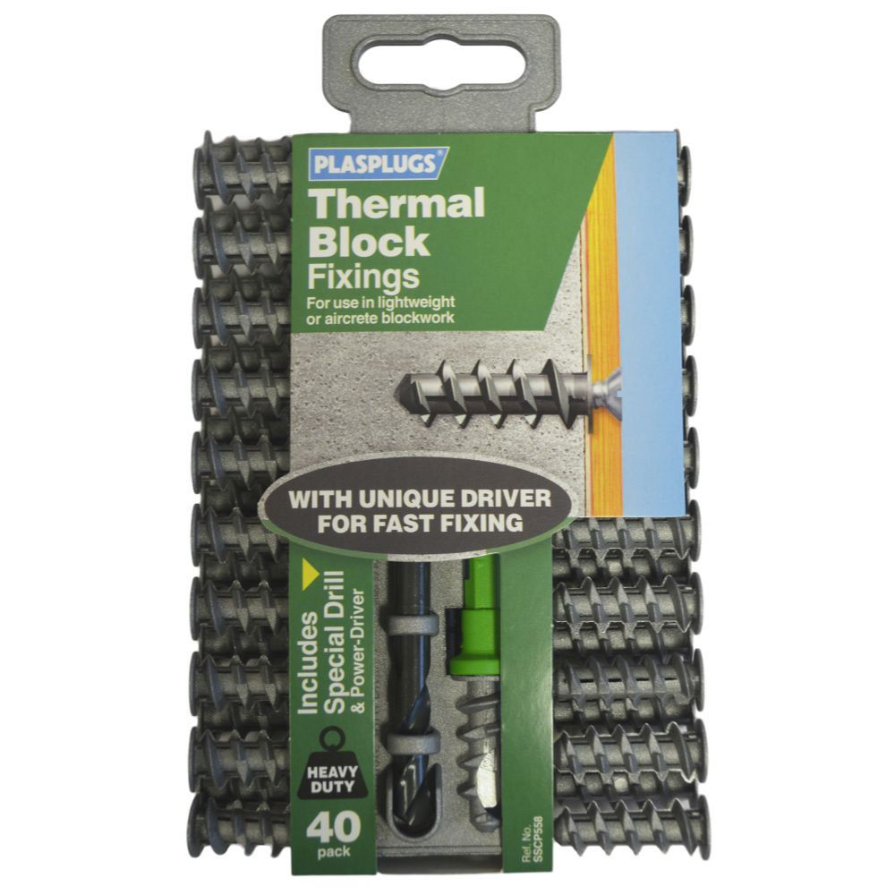 Plasplugs SSCP558 Thermal Block Fixings (Pack of 40)