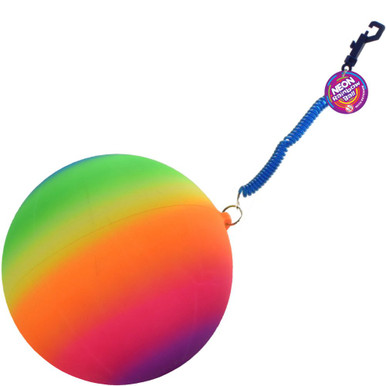 kandy toys Outdoor Fun 9" Neon Rainbow Ball With Keychain
