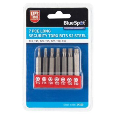Blue Spot Long Security Torx Bits Set - 7 Piece
