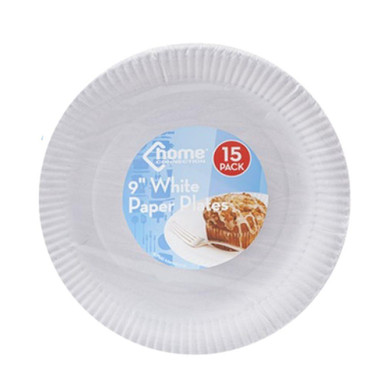 Home Connection White Paper Plates 9" 15Pk