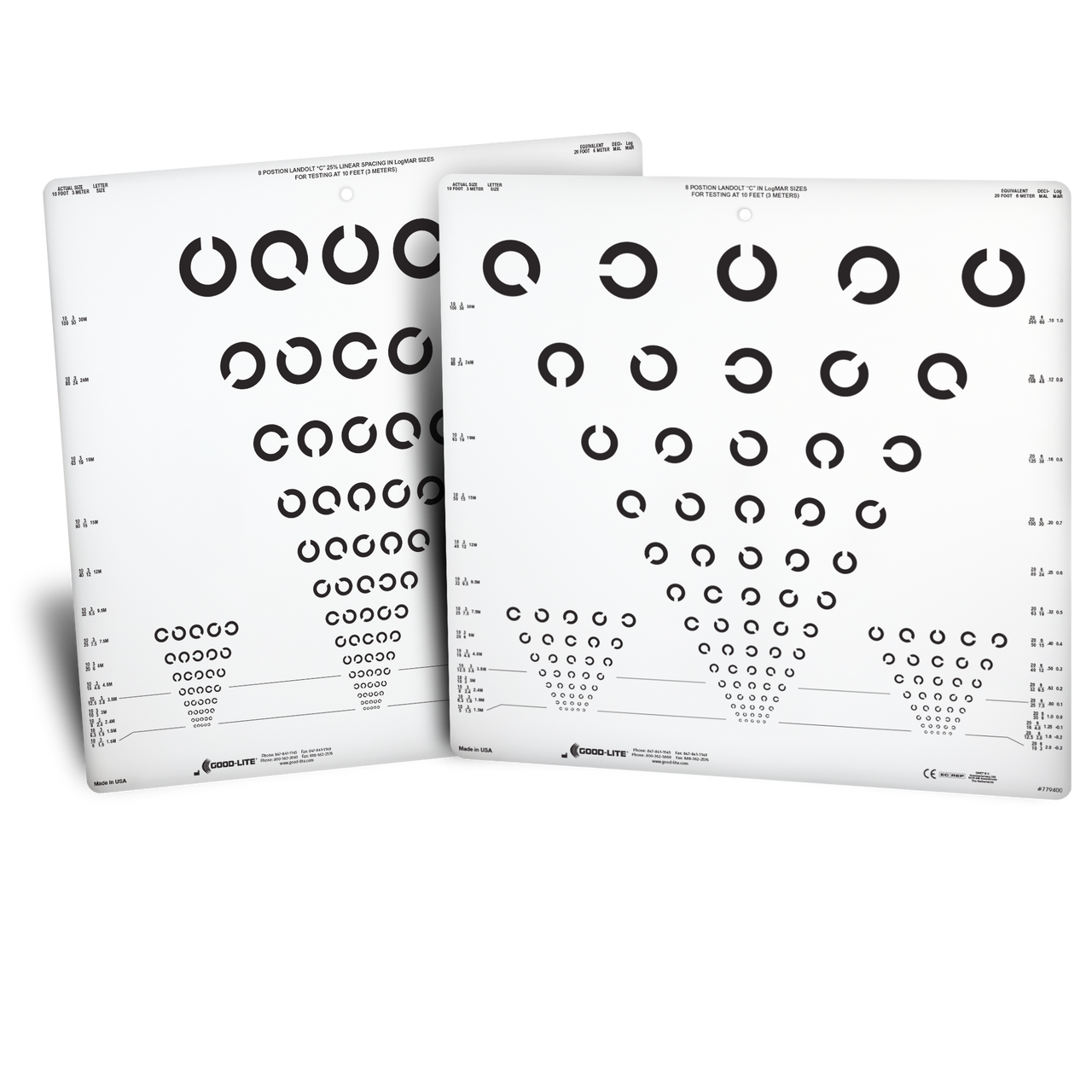 8 Position Landolt "C" Wall Chart for 10 Feet (3 Meters) - accuspire