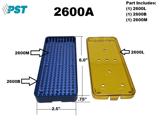 PST Micro Instrument Sterilization Tray 2.5'' x 6.0'' x 0.75'' - accuspire