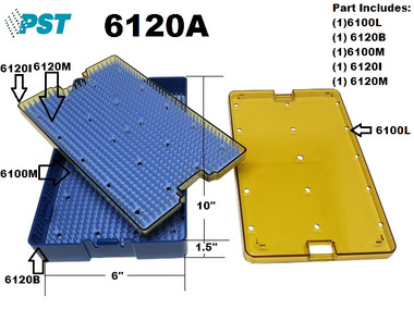 PST Micro Instrument Sterilization Tray 6.0'' x 10.0'' x 1.5'' Double ...
