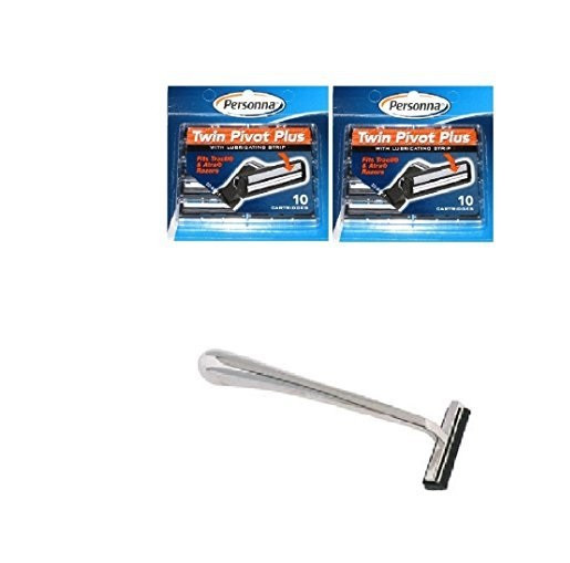 Trac II Chrome Handle + Personna Twin Pivot Plus Razor Cartridges w ...