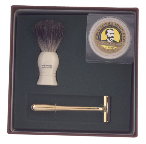 Col Ichabod Conk - Gold Double Track Razor Gift Set with Brush and ...
