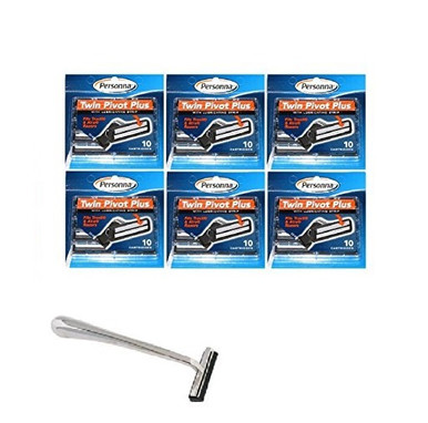 Trac II Chrome Handle + Personna Twin Pivot Plus Razor Cartridges w ...