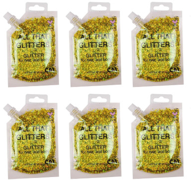 CAI All That Glitter, Glitter for Hair and Body, Gold (Pack of 6 ...