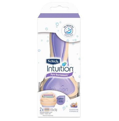 Schick Intuition Pure Nourishment Razor with 2 Refill Blade Cartridges ...