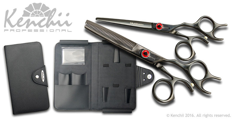 Kenchii Black Scissors For Professional Stylist | Black Jack Set ...