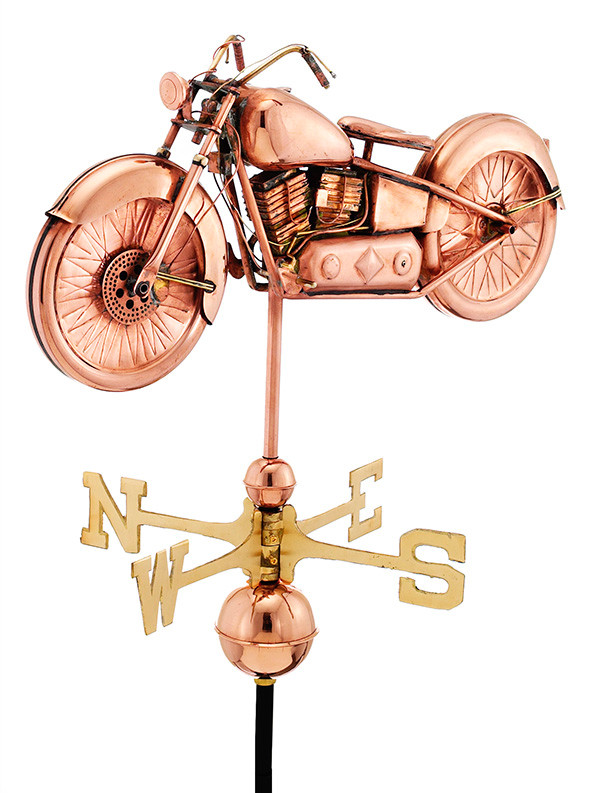 Motorcycle Copper Weathervane - Uncommon USA