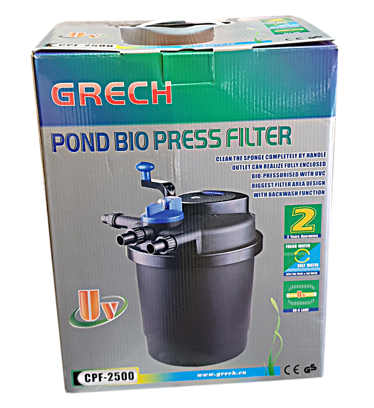 Grech CPF-2500 Pressurized Pond Biofilter with 11W UV light, grech ...