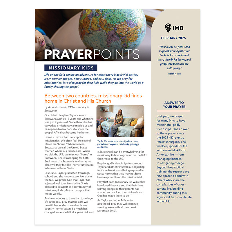 Prayer Points Newsletter (February 2026) - International Mission Board ...
