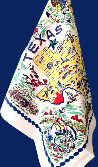 Texas, Yellow, Map Towel, retro, printed on flour sack