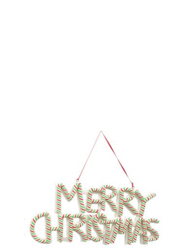 Christmas Sign - Merry Christmas Sign Green 21 x 10cmH - Deck The Halls