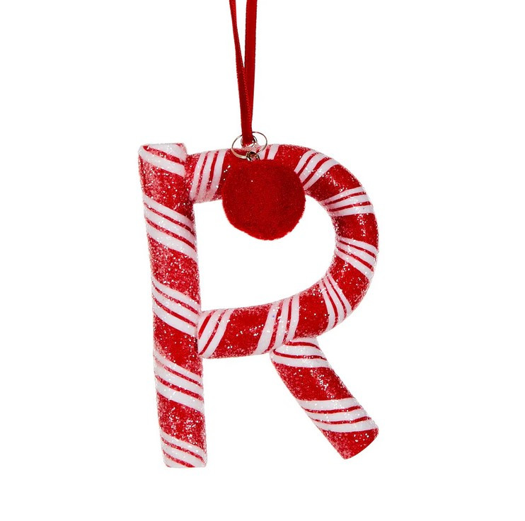Hanging Candy Cane Letter - " R" - 10cm - Deck The Halls