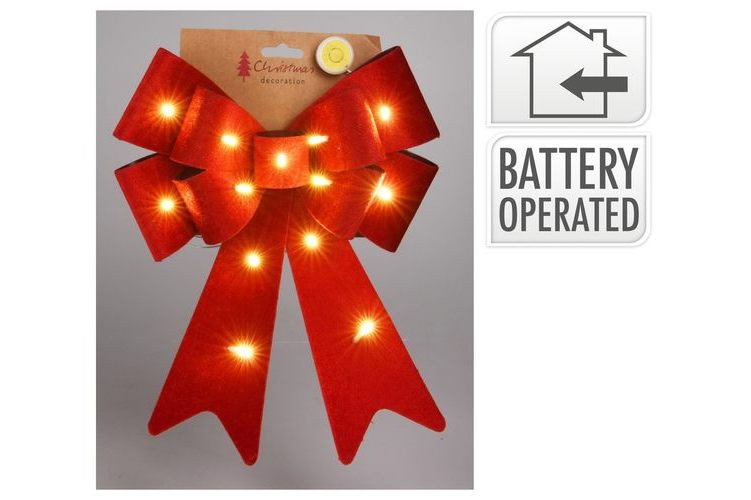 Christmas Bow - RED - 30Cm with LED lights - Deck The Halls