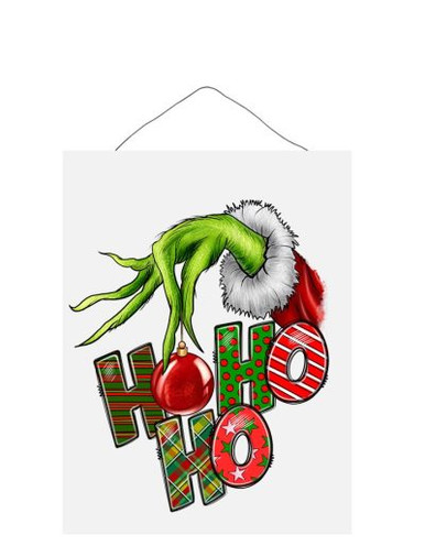 Grinch Hand Ho Ho 6ml MDF Sign 55 x 60cmH - Deck The Halls