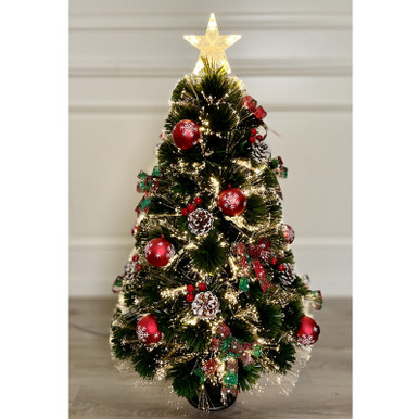 Fibre Optic Snow Tipped Christmas Tree - 90cm - 55tips w/ bows ...