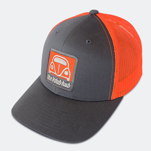 Classic Vdub Hub Orange/Gray Mesh Trucker Cap - The Vdub Hub