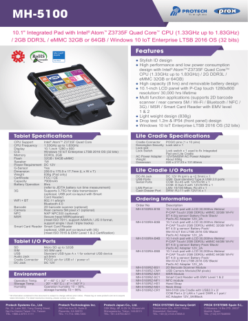 10" Protech Tablet w/ Base Station and Carrying Strap