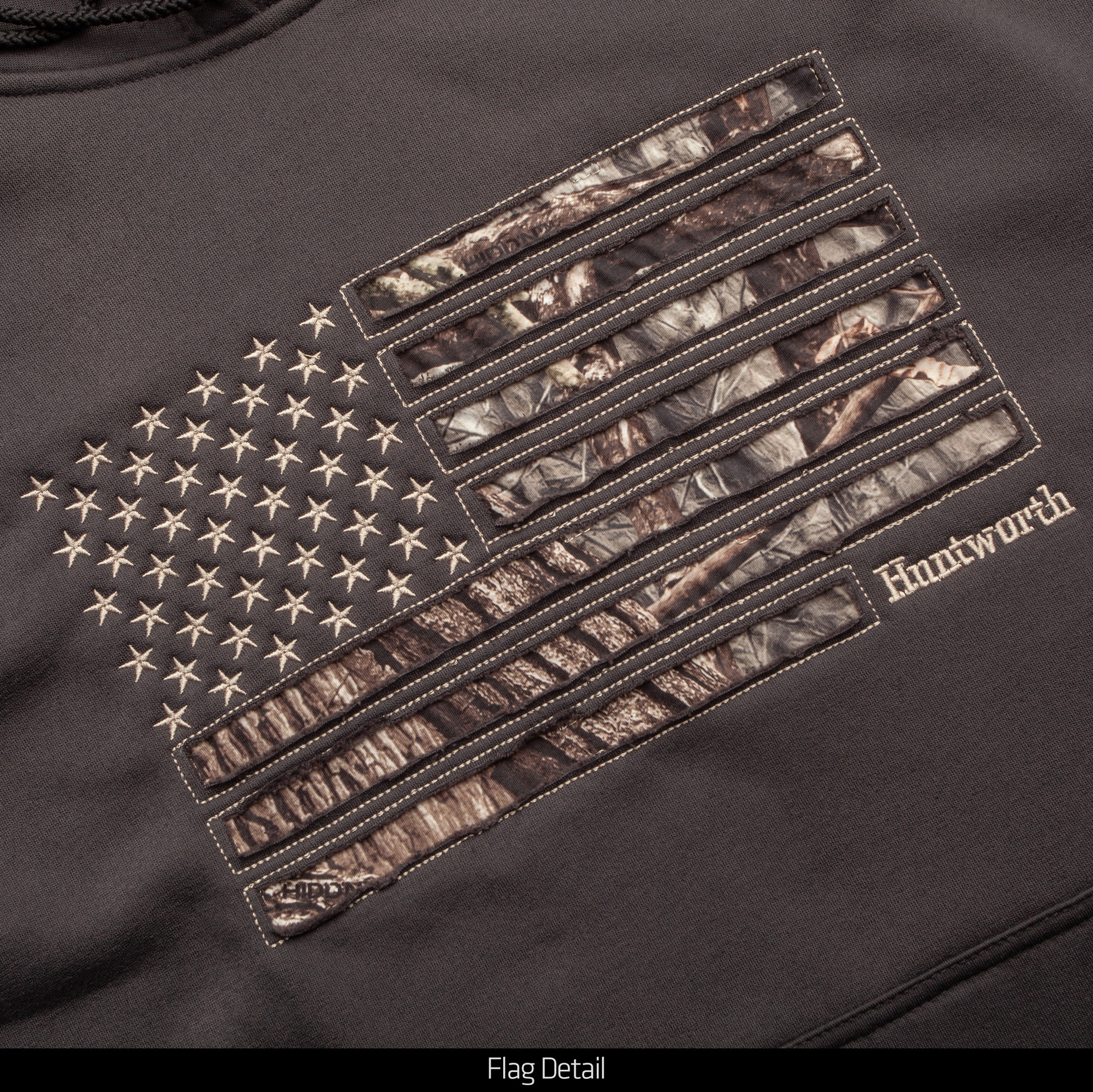 Men's Camo Flag Knit Jersey Hoodie Gray / Hidd'n - Huntworth Gear