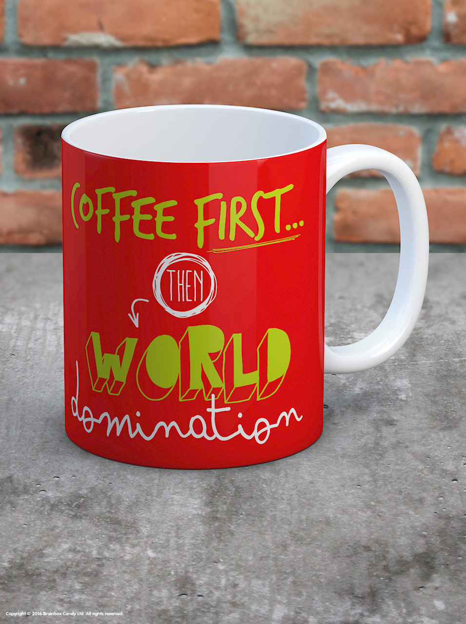 Funny Boxed Mug World Domination By Brainbox Candy | brainboxcandy.com